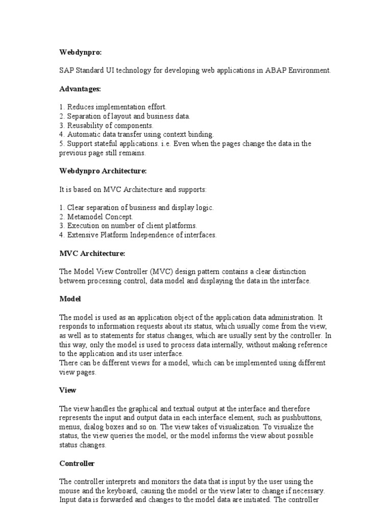 Webdynpro | Download Free PDF | Model–View–Controller | Software Engineering