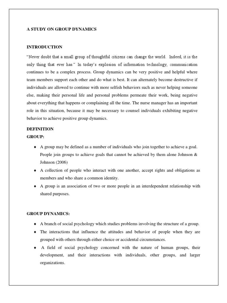 Group Dynamics | PDF | Social Group | Survey Methodology