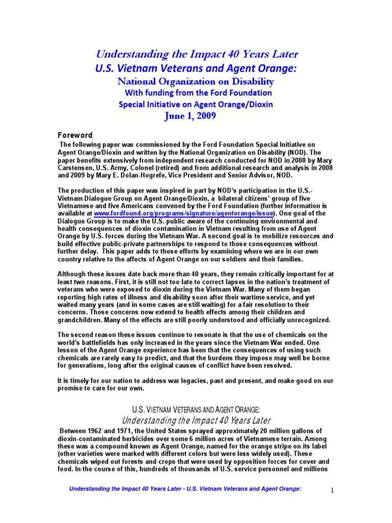 Understanding The Impact 40 Years Later U.S. Vietnam Veterans and Agent ...