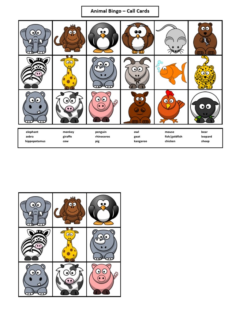 Animal Bingo - Call Cards | PDF