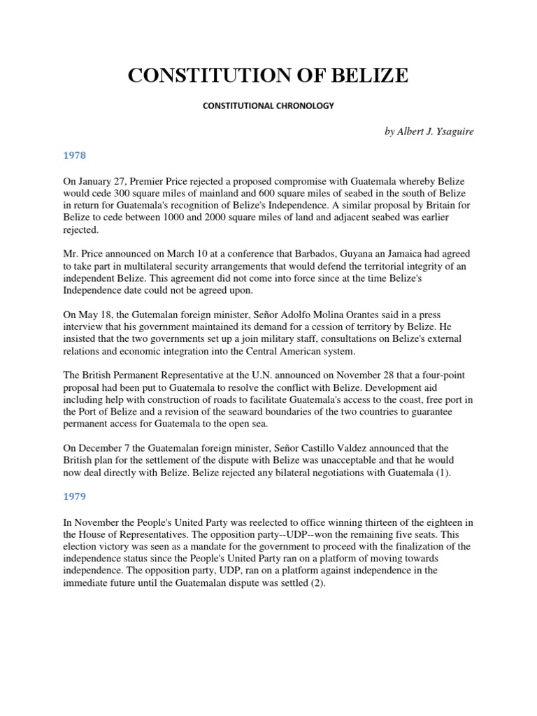 Belize Independence and Constitution Timeline | PDF | Belize | Guatemala