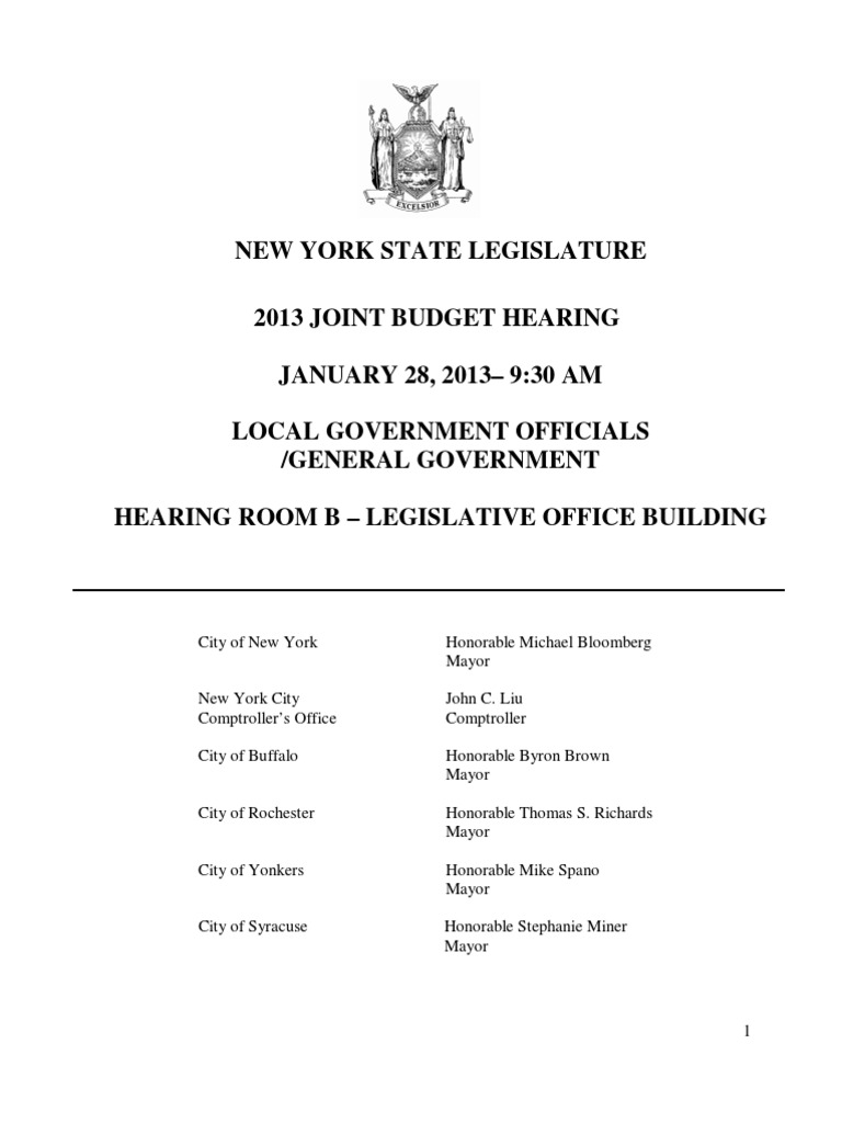 New York State Local Government Hearing 2013 | PDF | Social Science