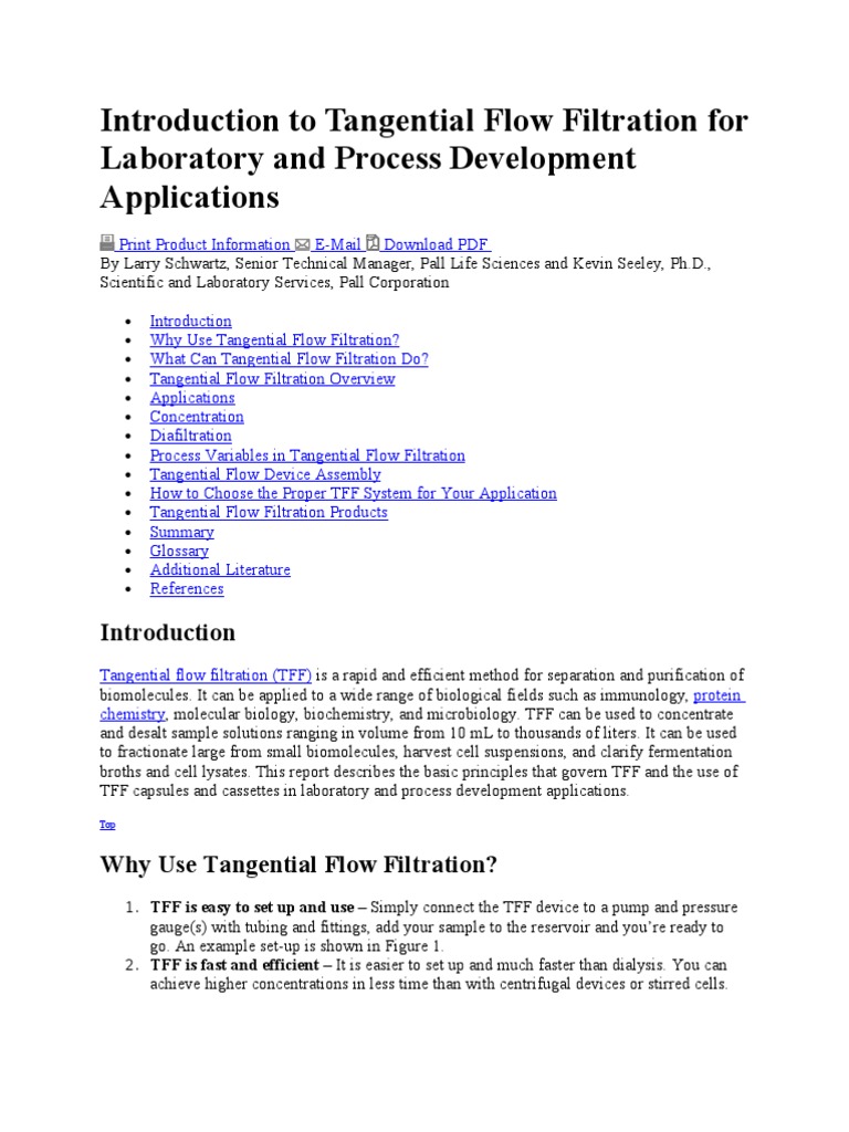 Tangential Flow Filtration Basics | PDF | Cell Membrane | Filtration