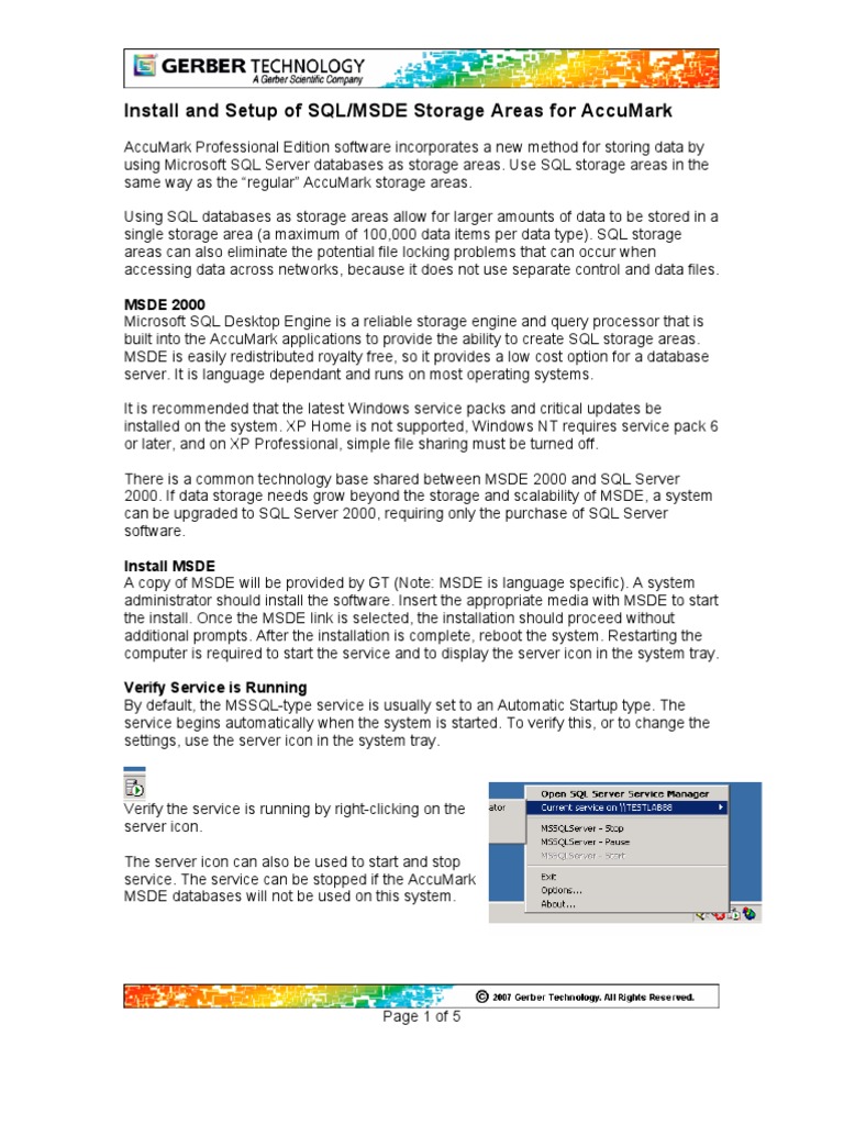SQL-MSDE For AccuMark | PDF | Microsoft Sql Server | Computer Data Storage