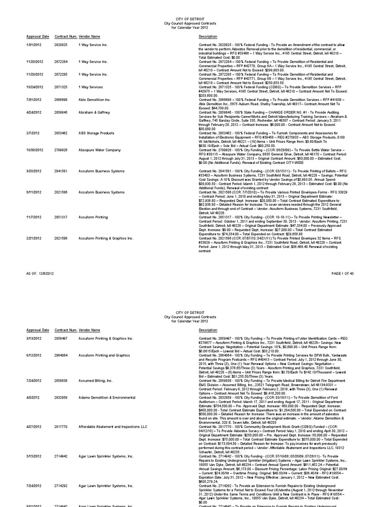 City of Detroit Contracts 2012 | PDF | Detroit | Community Development ...
