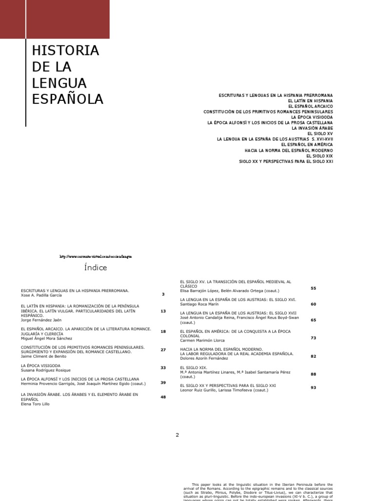 Historia de La Lengua Espanola