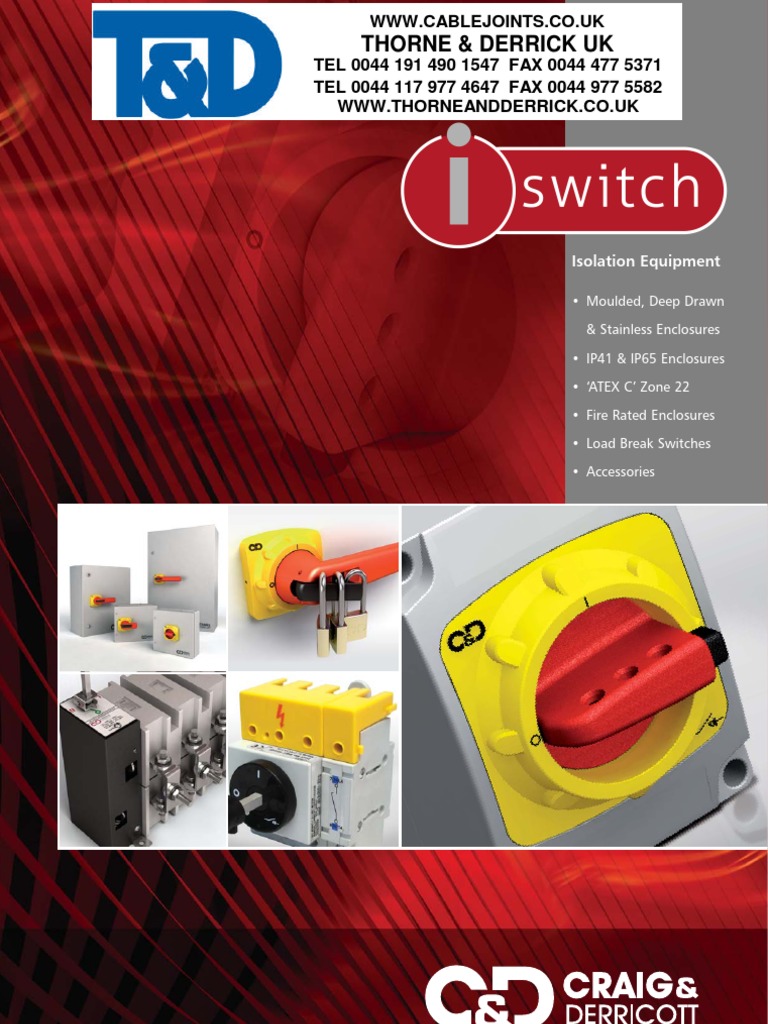 Craig & Derricott Isolators & Switch Disconnectors Catalogue | PDF | Fuse (Electrical) | Switch