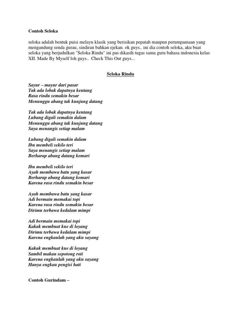 Contoh Seloka | PDF