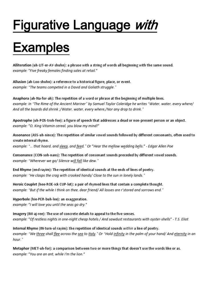 Figurative Language Poems Examples