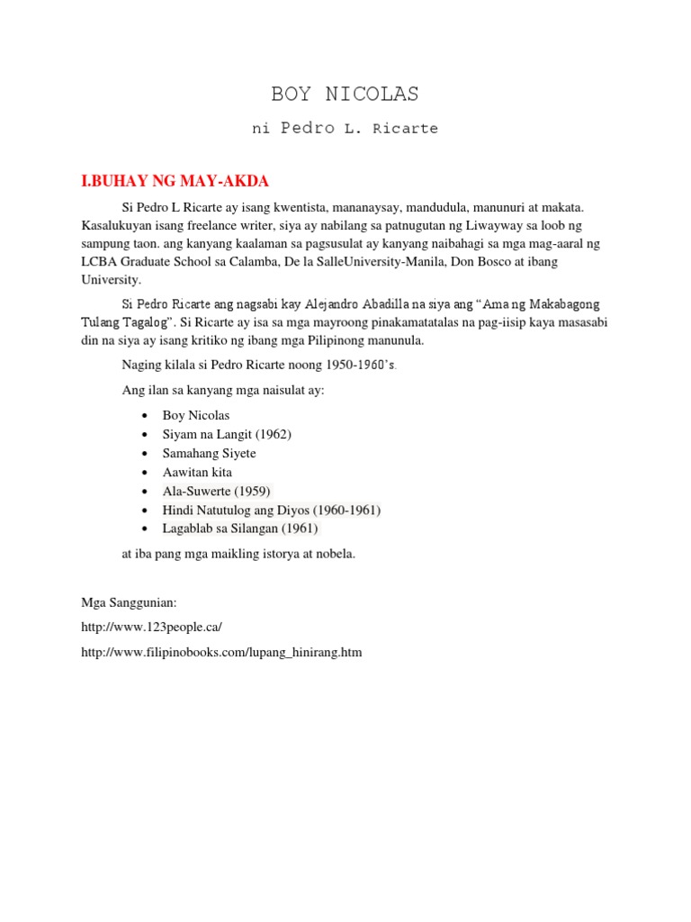 Talambuhay Ni Pedro Ricarte | PDF