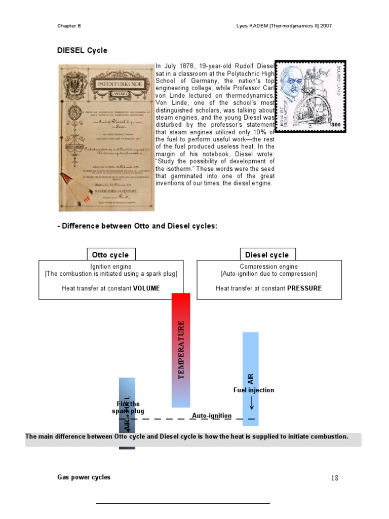 Thermal Efficiency and Characteristics of Diesel and Otto Cycles Based ...