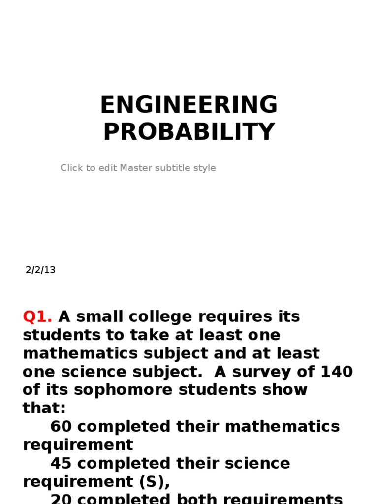 Engineering Probability Problems and Solutions | PDF | Probability ...