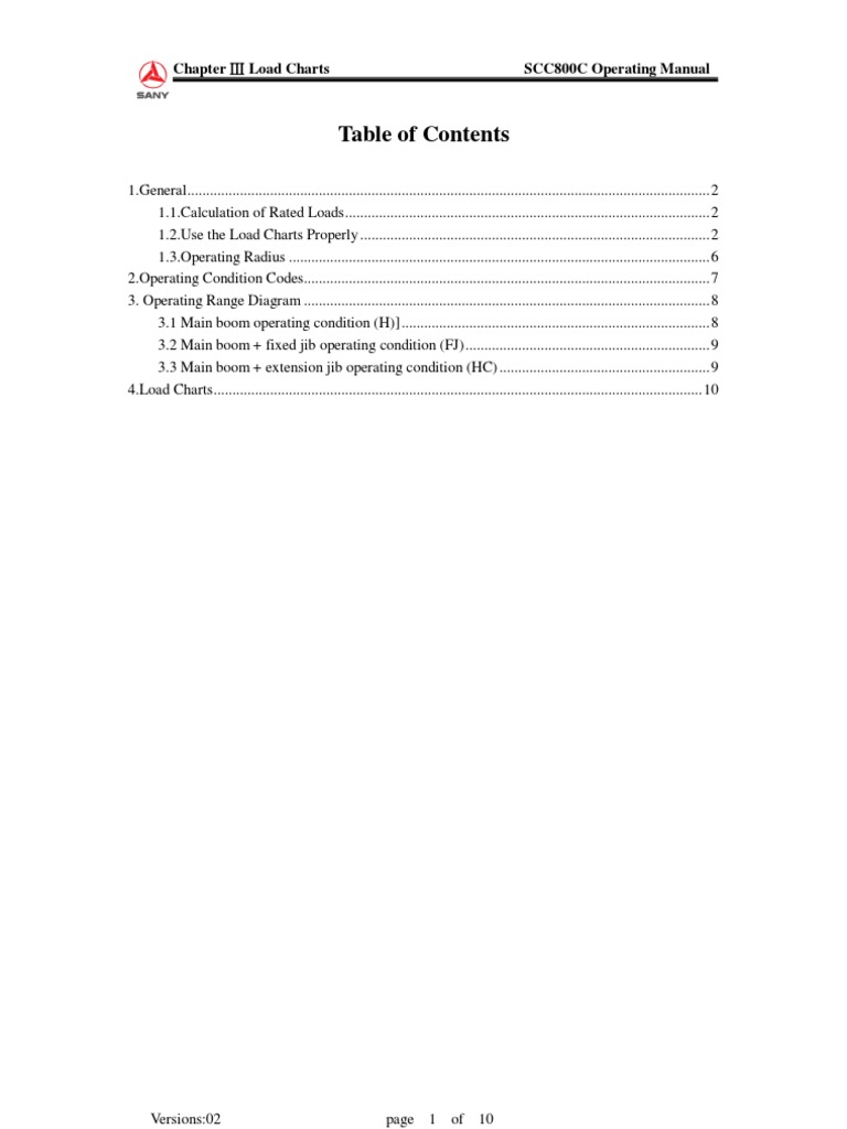 SCC800C Load Charts and Guidelines | PDF | Crane (Machine) | Mechanical ...