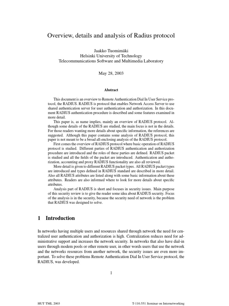 Radius Protocol | PDF | Radius | Password