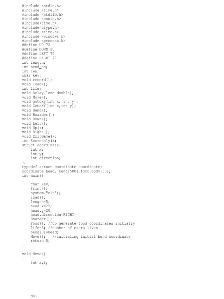 C Snake Game | PDF | Computer Engineering | Computer Science C Snake Game | PDF | Computer Engineering | Computer Science