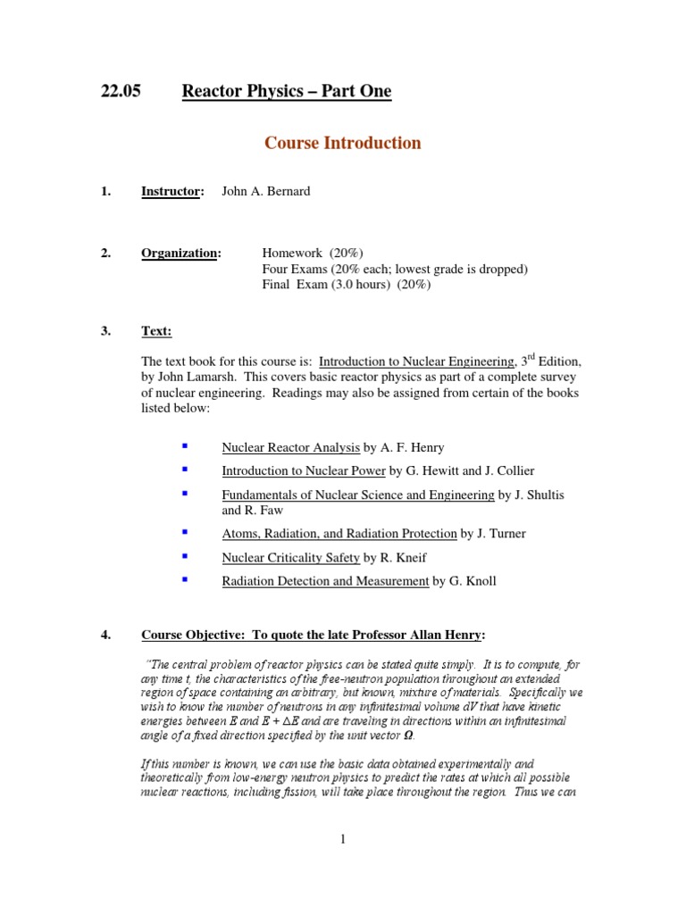 2205 Reactor Physics Part One Course Introduction Pdf Nuclear
