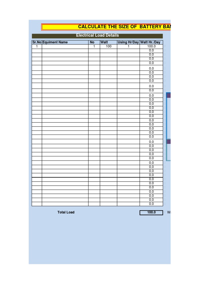 Battery Bank Sizing Calculator Guide | PDF | Technology & Engineering ...