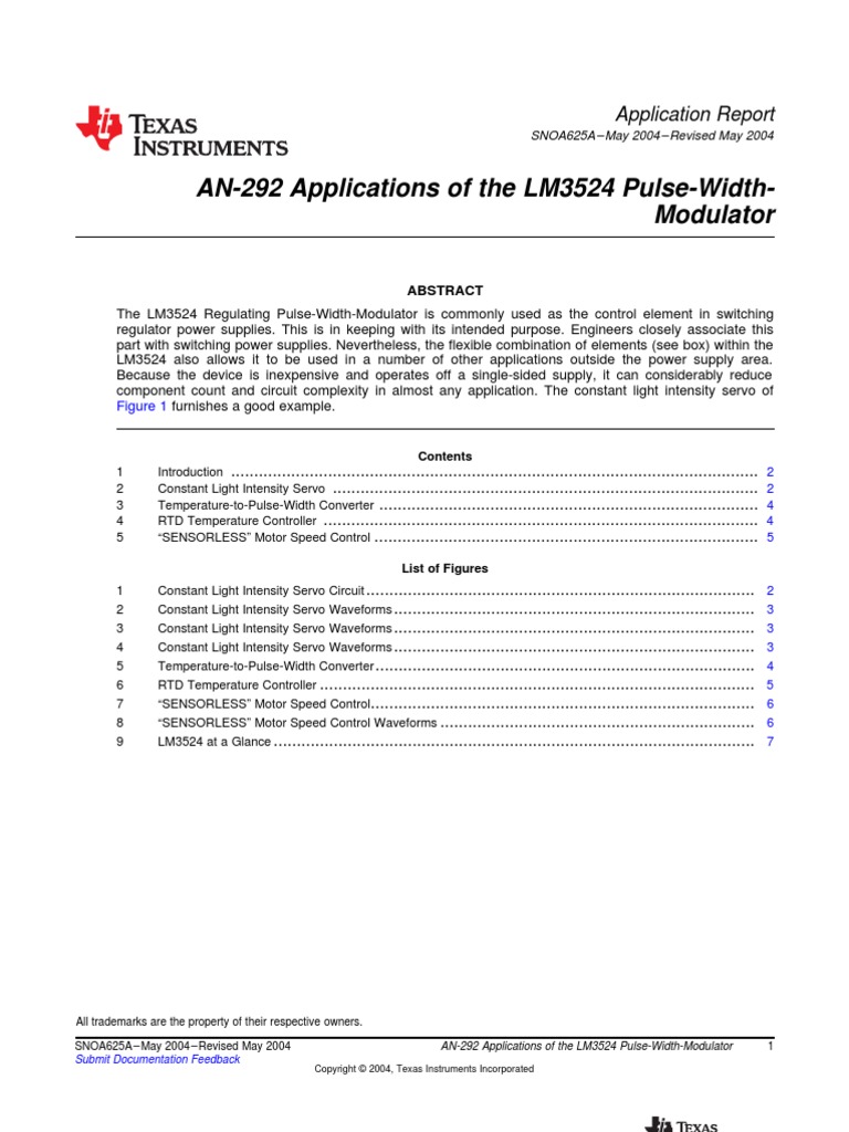 lm3524 PWM PDF | PDF | Servomechanism | Amplifier