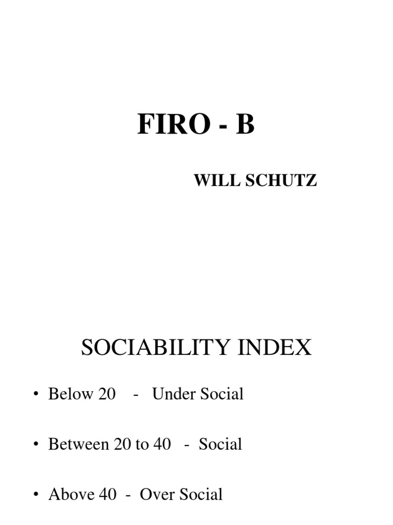 Firo - B: Will Schutz | PDF