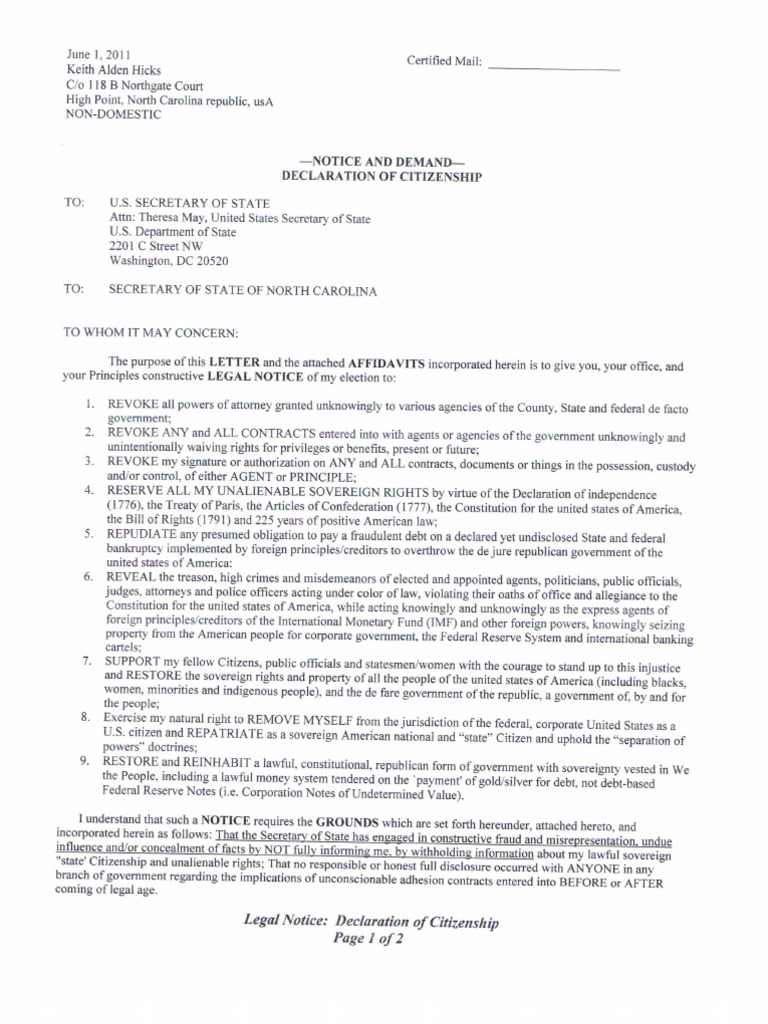 Notice & Demand Revocation of SSN/POA/DOC | PDF
