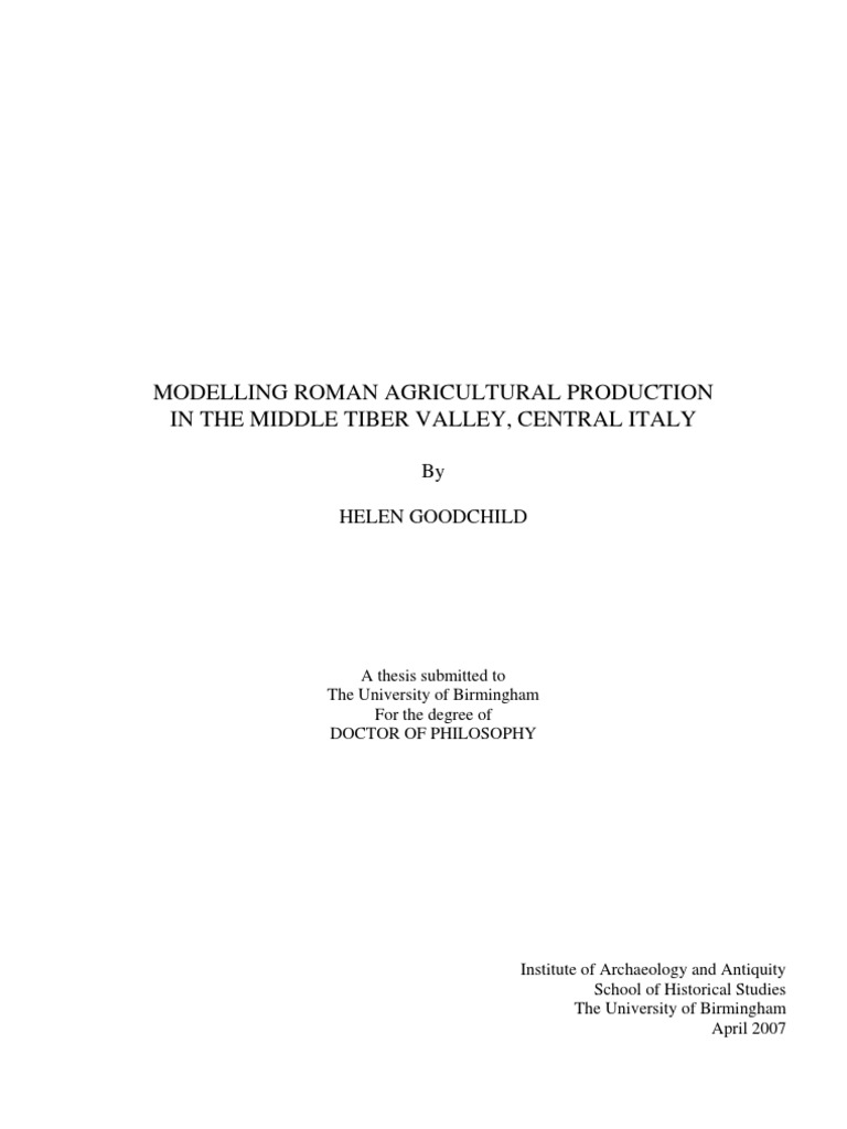 MODELLING ROMAN AGRICULTURAL PRODUCTION IN THE MIDDLE TIBER VALLEY ...