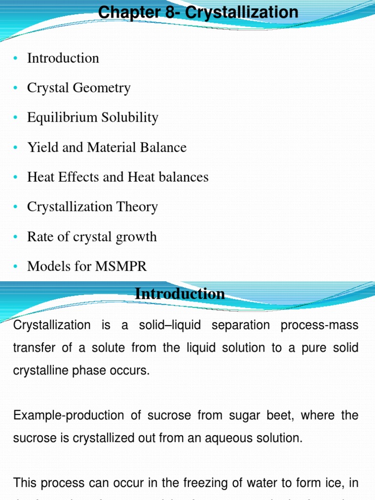 Chapter#8 Crystallization | Download Free PDF | Crystallization | Solubility