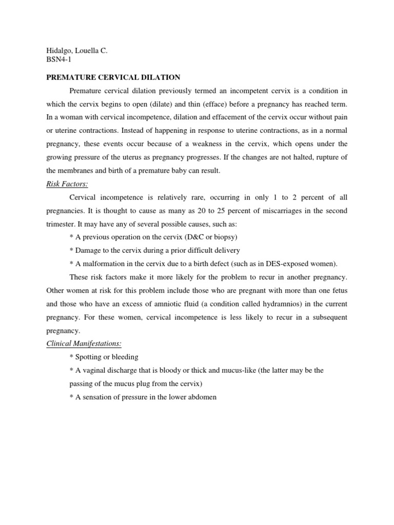 Premature Cervical Dilatation | PDF | Preterm Birth | Pregnancy