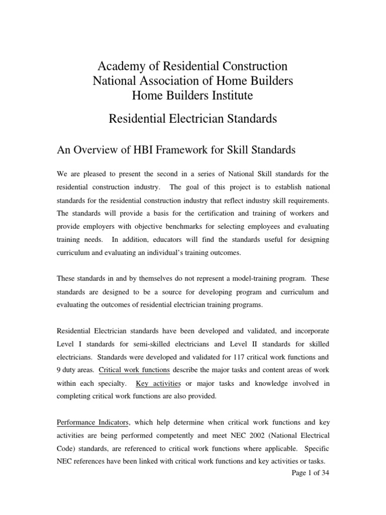 Electrical Skill Standards | PDF | Electrician | Electrical Wiring