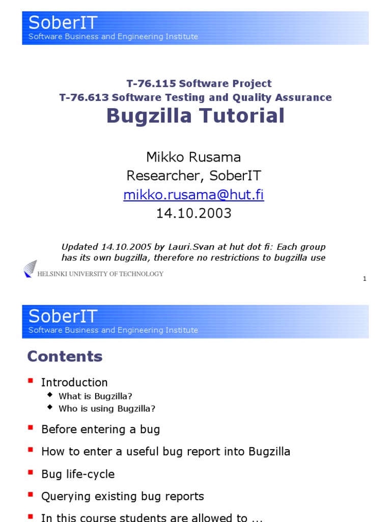 Bugzilla Tutorial | PDF | Software Bug | Software Development Bugzilla Tutorial | PDF | Software Bug | Software Development