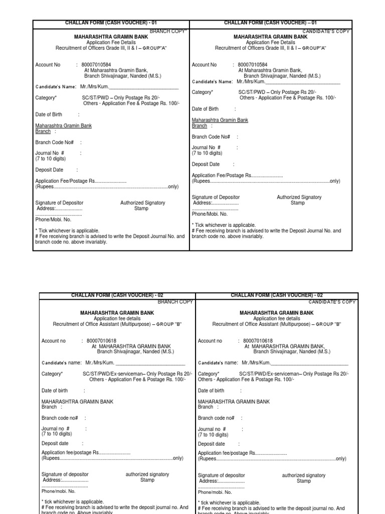 Challan Form (Cash Voucher) - 01 Challan Form (Cash Voucher) - 01 | PDF | Rupee | Deposit Account