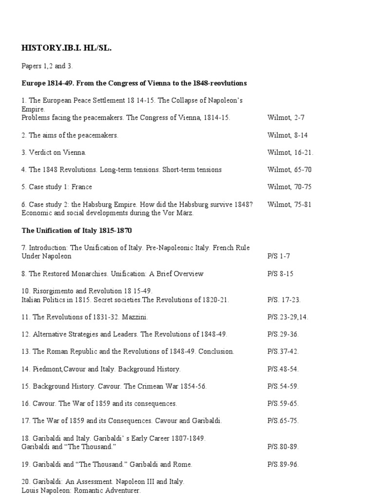 IB History Syllabus | PDF | Weimar Republic | Otto Von Bismarck