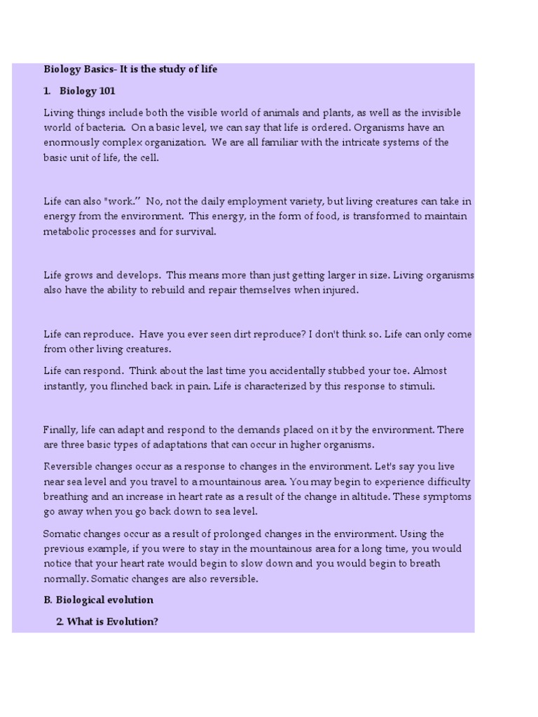 Biology Basics-It Is The Study of Life 1. Biology 101 | PDF | Evolution ...