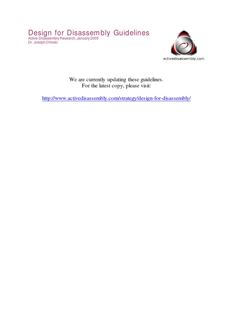 Design For Disassembly Guidelines | PDF | Recycling | Screw