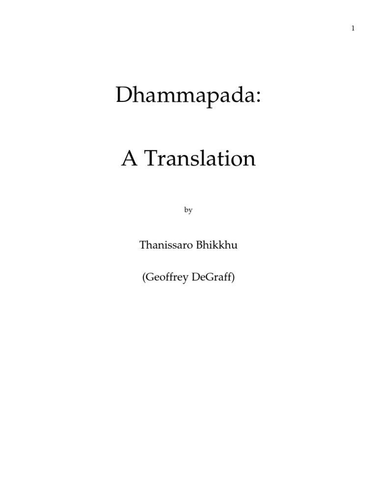 Dhammapada: A Translation: Thanissaro Bhikkhu (Geoffrey Degraff) | PDF ...