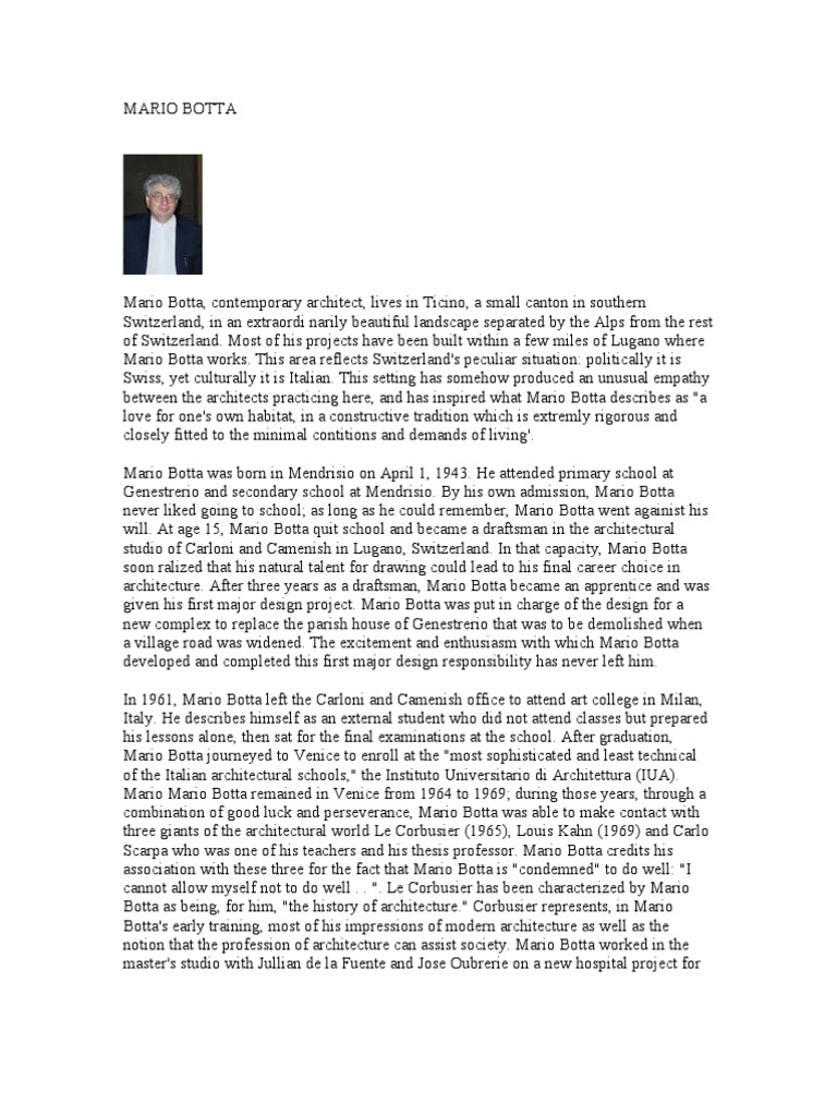 Mario Botta | PDF | Switzerland