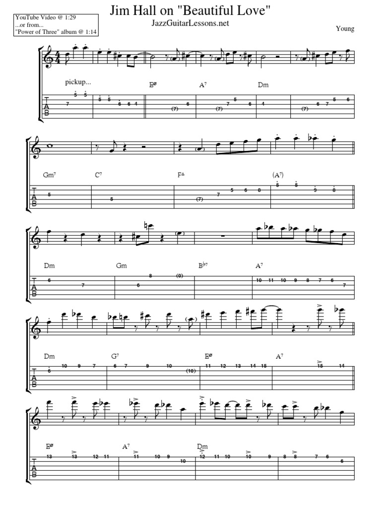 Jim Hall's Beautiful Love Chords | PDF