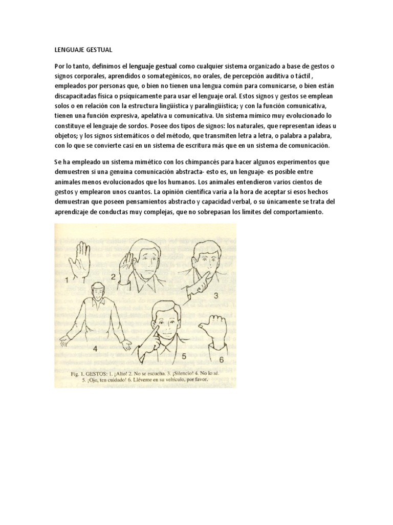 Lenguaje Gestual Mimico Visual Escrito Señas | PDF | Lenguaje de señas | Color