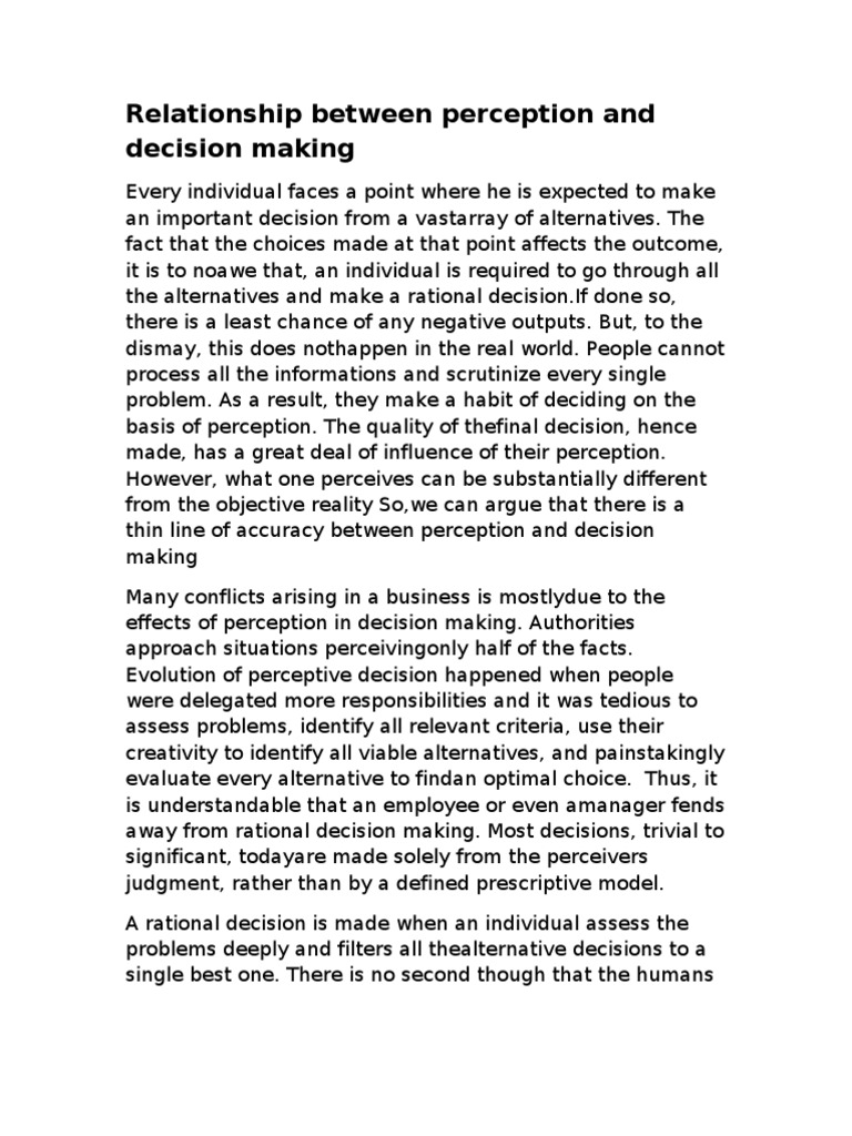 Relationship Between Perception and Decision Making | PDF | Rationality | Decision Making