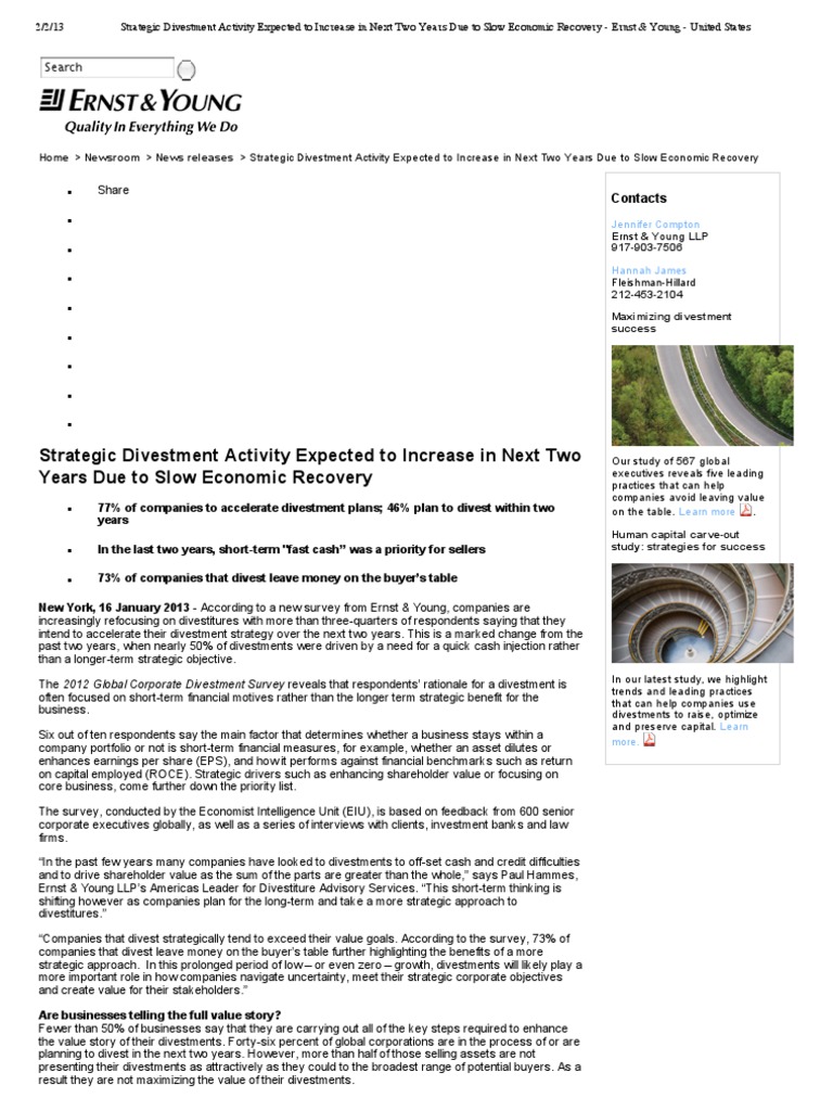 Strategic Divestment | PDF | Divestment | Sales
