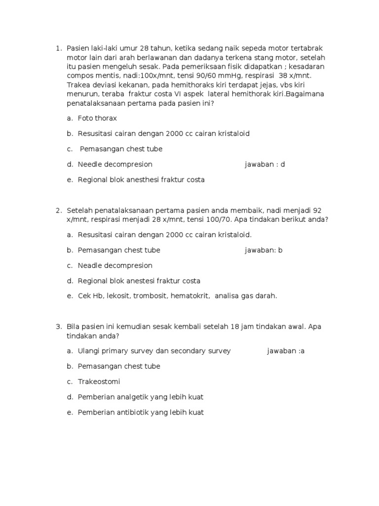 Penatalaksanaan Trauma Thoraks Akut | PDF | Kesehatan Holistik | Sains ...