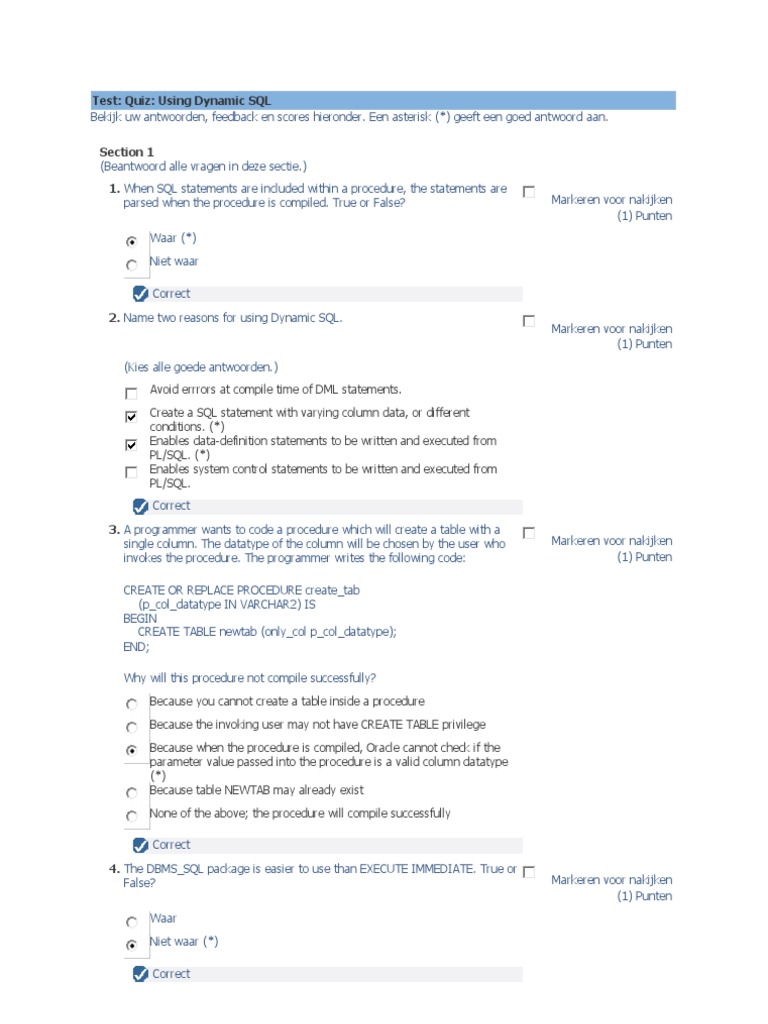 Section 12 Using Dynamic SQL | PDF | Pl/Sql | Sql