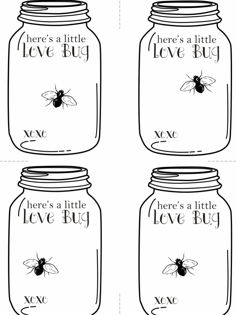 Valentine's Love Bug - Mason Jar Printable Cards | PDF | Language Arts ...