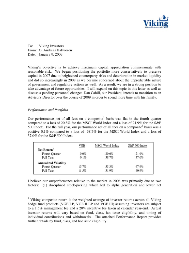 Viking Global Investors 2008 Performance Review | PDF | Debits And ...