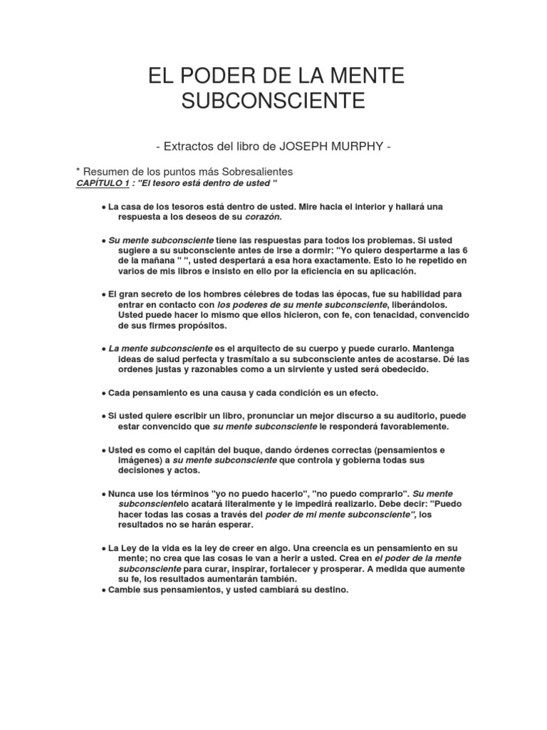 Poder del Subconsciente para Sanar | PDF | Mente | Felicidad