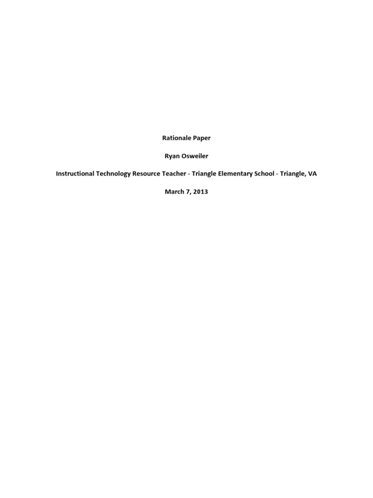 Rationale Paper | PDF | Educational Technology | Project Based Learning