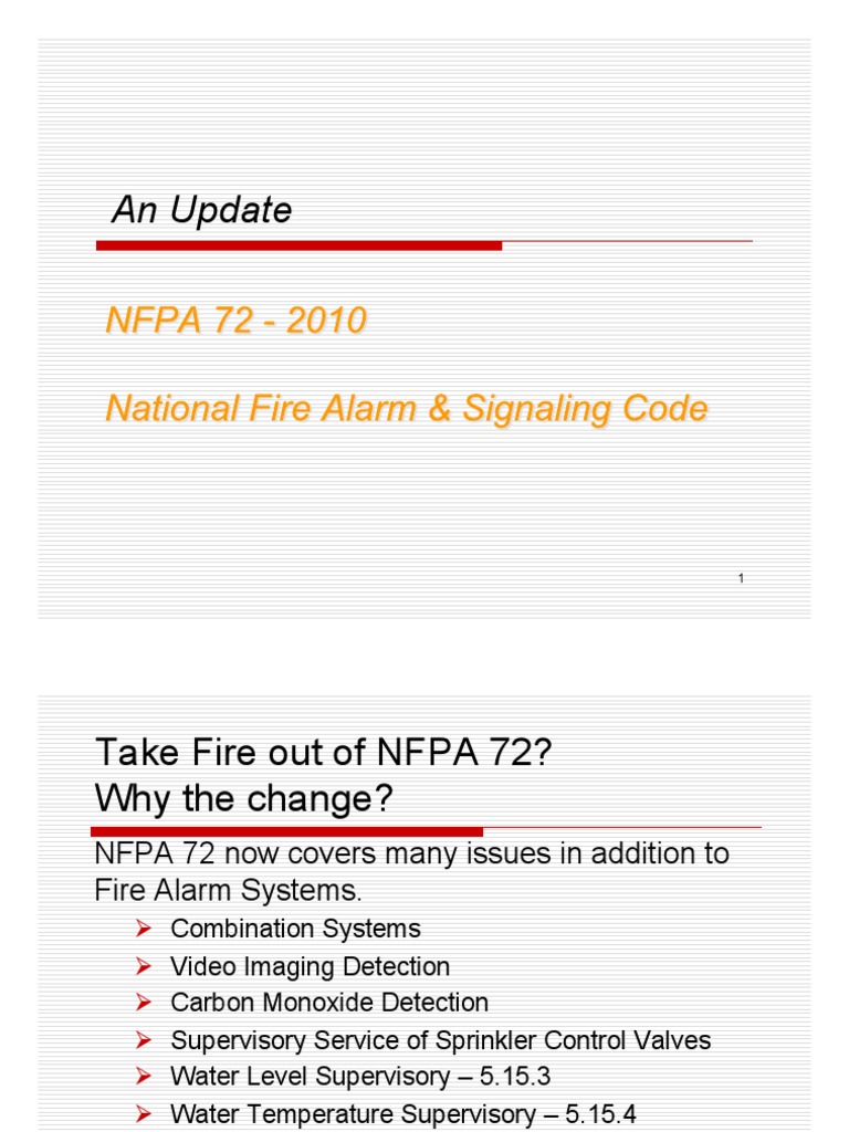 NFPA 72 2010 Update | PDF | Fire Sprinkler System | Electronics