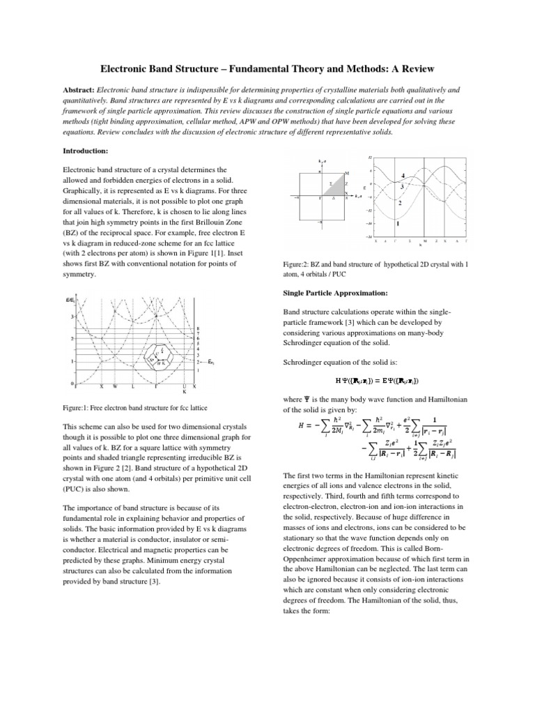 Electronic Band Structure Calculations | PDF | Electronic Band ...