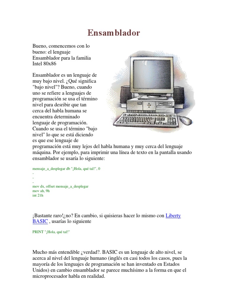 Ensamblador | PDF | Lenguaje ensamblador | Compilador