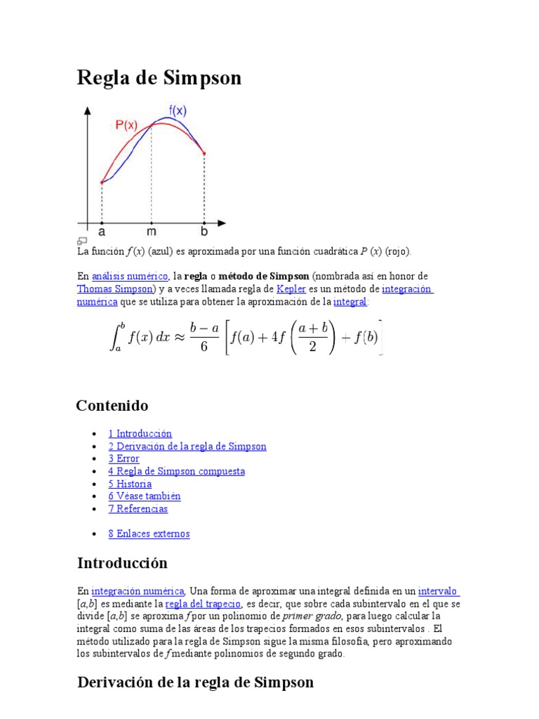 La aproximación de integrales definidas a través de la Regla de Simpson | PDF | Objetos ...