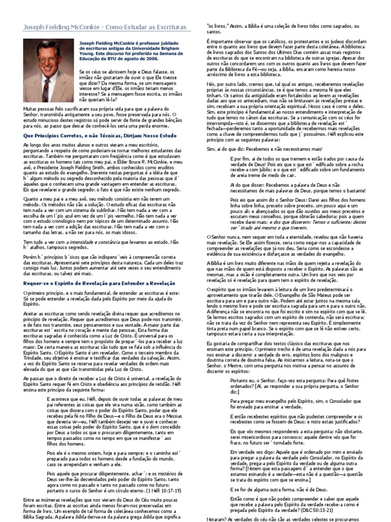 Joseph Fielding Mcconkie Como Estudar As Escrituras PDF | PDF ...